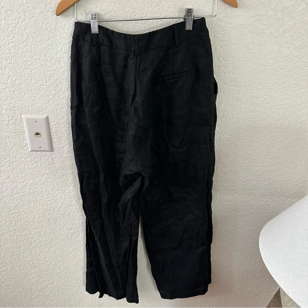 DISSH | Pants & Jumpsuits | Dissh Black Ankle Crop Linen Wide Leg Pants ...